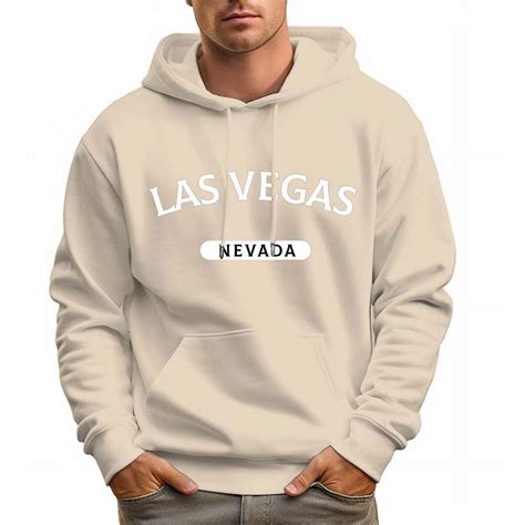 Mens 100 Cotton Las Vegas Hoodie 330g Thick Pocket Hood
