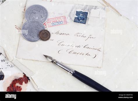 Vintage Background With Old Paper Old Ink Pen Handwriten Letters And