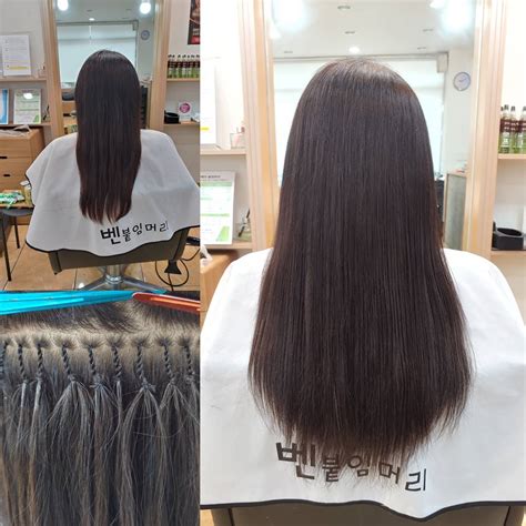 전주붙임머리 벤헤어 16인치 리터치 하셨어요♥ 머리는 길지만 숱보강으로 붙이고 계세요 땋기먼