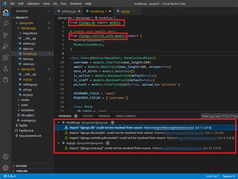 Python 問題解決 “import ‘djangodb Could Not Be Resolved From Source