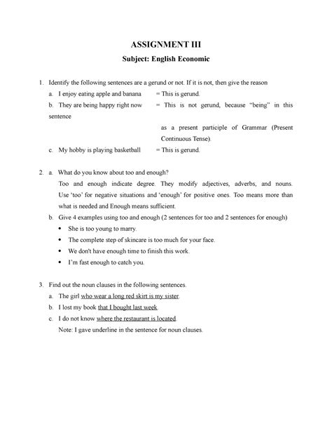 Assignment English Economic Assignment Iii Subject English Economic