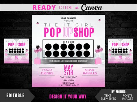 Editable Flyer Template Pop Up Shop Spring Pop Up Shop Summer Pop Up