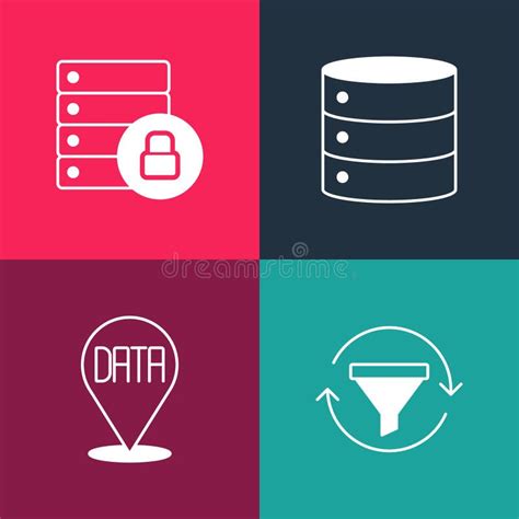 Set Pop Art Sales Funnel With Chart Data Analysis Server And Security