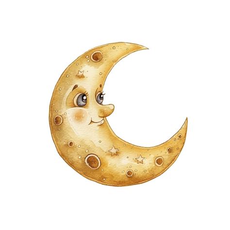 Premium Vector Cute Moon Vector Illustration In Watercolour Style