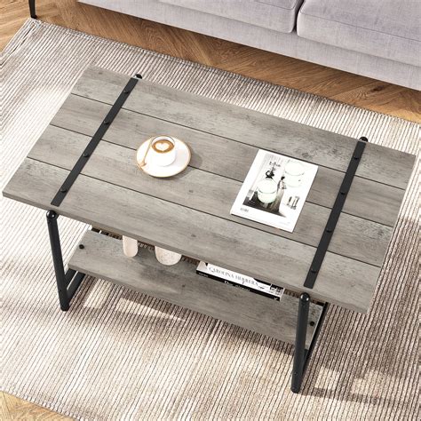 Dsstyles Industrial Coffee Table Rustic Gray Coffee Table Farmhouse