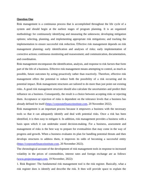 Risk Management Assignment Pdf Risk Risk Management
