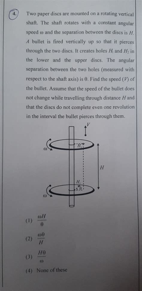 Two Paper Discs Are Mounted On A Rotating Vertical Shaft The Shaft Rotat