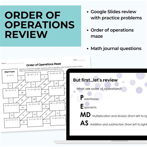 Algebra 1 Summer Prep Packet With Order Of Operations Expressions