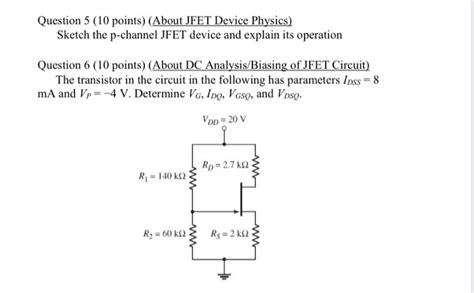 Solved Question 5 10 Points About Jfet Device Physics