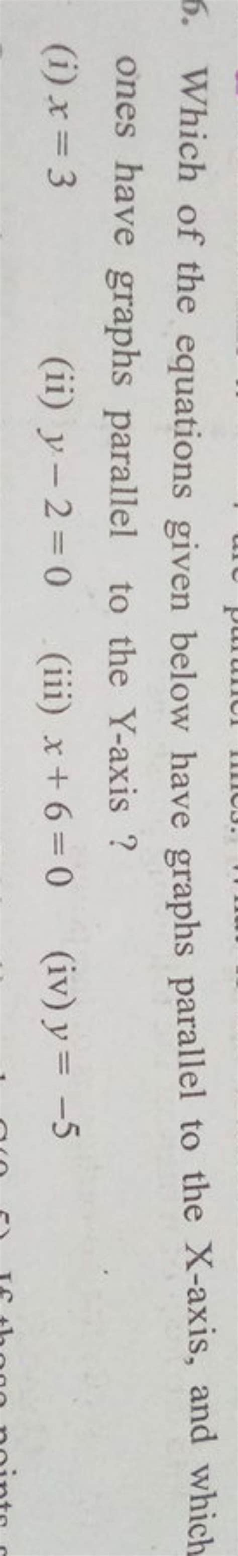 Which Of The Equations Given Below Have Graphs Parallel To The X Axis An