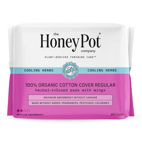 Target The Honey Pot Company Herbal Regular Pads With Wings Organic