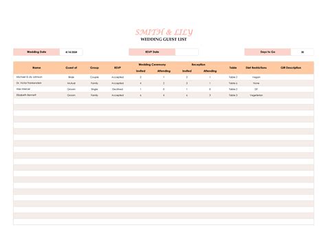 Wedding Guest Tracker Excel Wedding Guest Tracker Excel