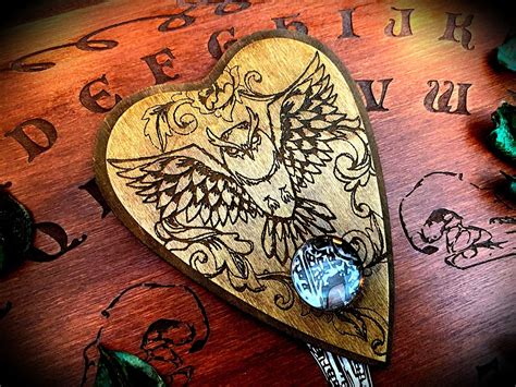 Engraved Wooden Planchette For Ouija Board Owl Etsy