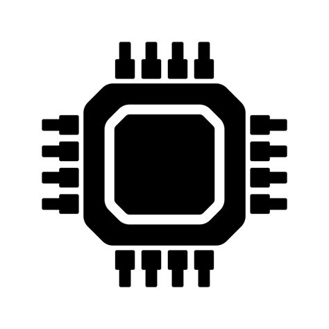 Electronic Chip Vector Icon Isolated On White Background Computer Chip Icon Cpu Microprocessor