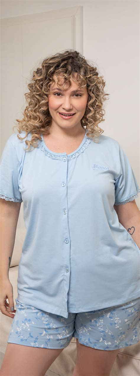 Pijama En Modal Short Estampado Abotonado T24 Bianca Secreta