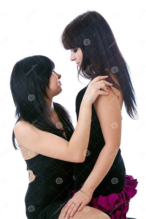 Due Belle Ragazze Lesbiche Stanno Tenendo Fortemente Fotografia Stock