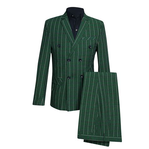 Stamzod Mens Vertical Stripe Tuxedo Blazer Suits Slim Fit Double