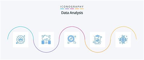 Data Analysis Blue 5 Icon Pack Including Computer Seo Dollar Check