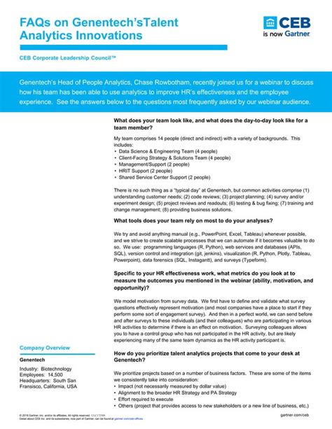 Interview With Head Of Genentech People Analytics Pdf