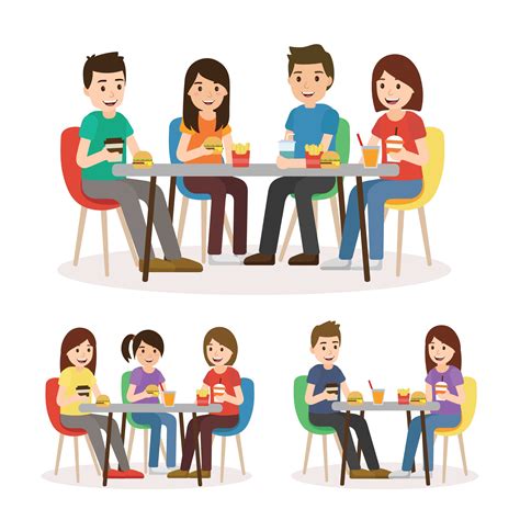 People Eating In A Food Court 179658 Vector Art At Vecteezy