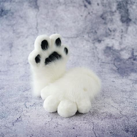 White Cat Fursuit Paws Handpaws With Squeak Soft Furry Gloves For Cosplay And Christmas 4