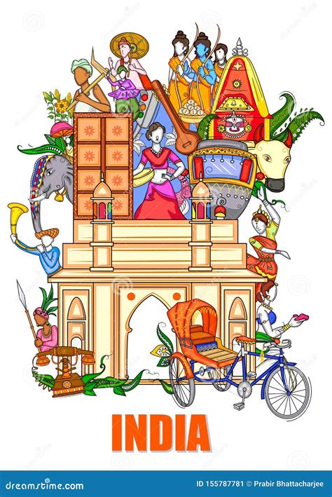 Indian Collage Illustration Showing Culture Tradition And Festival Of
