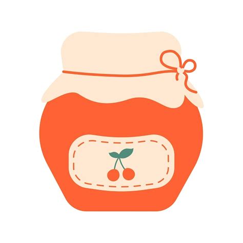 Premium Vector Cute Vector Jar Of Cherry Jam Vector Illustration In