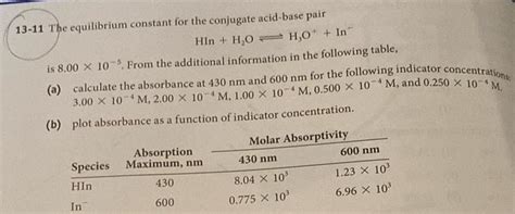 [answered] 13 11 The Equilibrium Constant For The Conjugate Acid Base