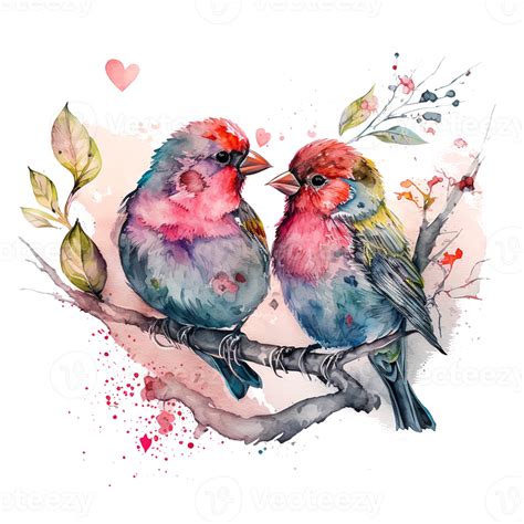 Love Finches Birds Watercolor Art Ai Generated 22948286 Png