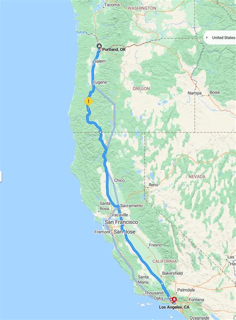 Driving From Portland Oregon To Los Angeles California