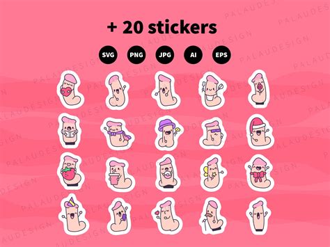 Cute Penis Clipart Funny Cartoon Doodle Kawaii Adult Stickers