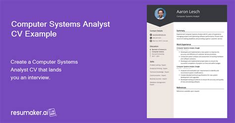 Computer Systems Analyst Cv Example For 2024