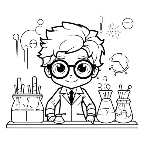 Premium Vector Black And White Cartoon Illustration Of Scientist Or