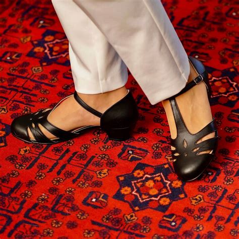 Vintage Inspired Black Shoes Genuine Leather Retro Women Shoes Black