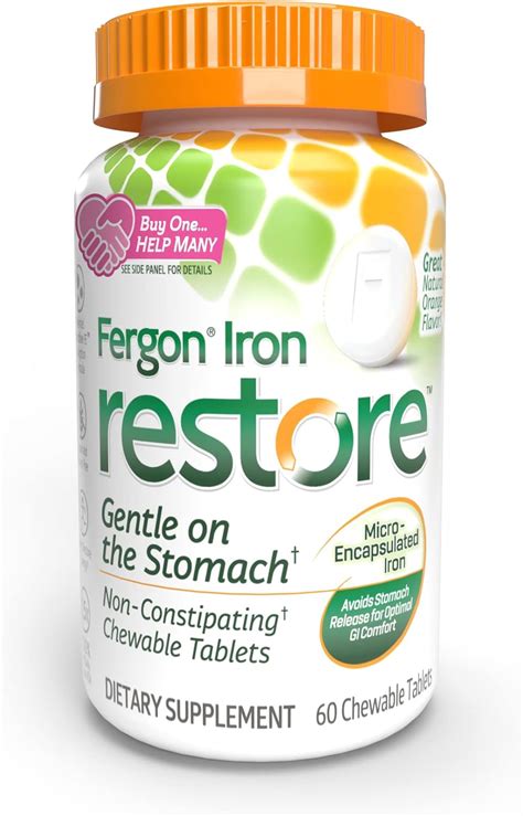 Fergon Tabletas Masticables Iron Restore Suave Para El Estómago No