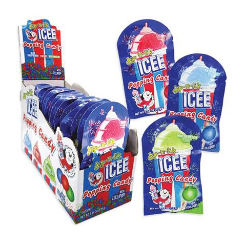 Icee Popping Candy Lollipop Assorted Flavors In Display 053oz Uncle Joes Candy