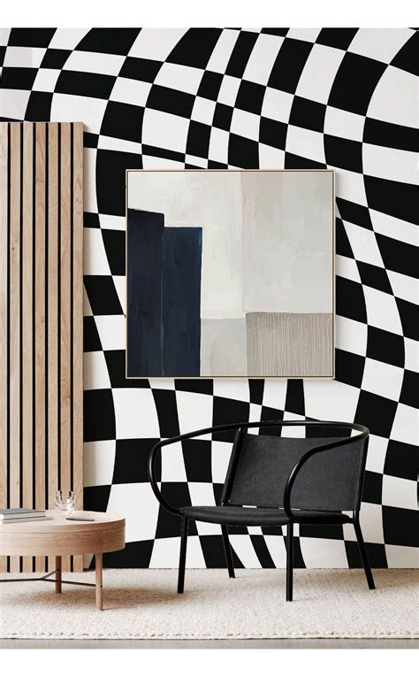 Wavy Checkerboard Grid Wall Mural Everwallpaper Uk