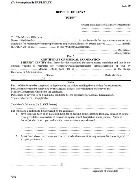 Pdf Gp 69 Form Kenya Medical Examination
