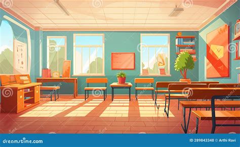Vector Illustration Of Empty Kinder Garden Class Room Stock