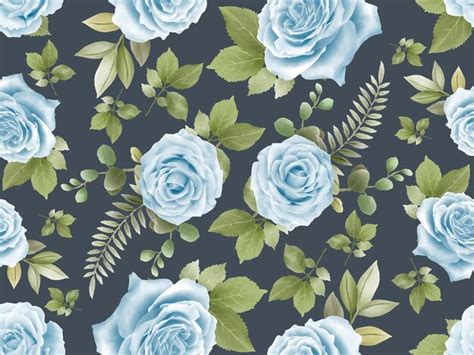 Premium Vector Blue Rose Pattern
