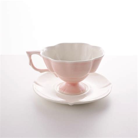 Porcelain Tea Cup And Saucer Small Pink Ceramic Coffee Cup Handmade