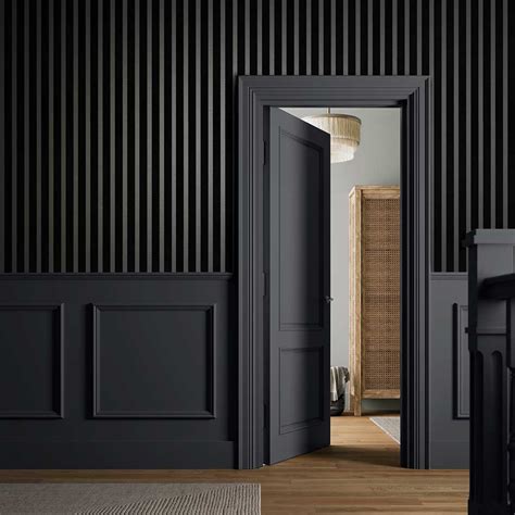 Millicent Stripe Flock By Graham And Brown Noir Wallpaper Wallpaper