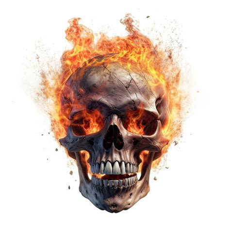 Premium Ai Image Burning Skull Soul Flames