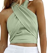 Hyperfire Womens Sexy Criss Cross Halter Sleeveless Wrap Front