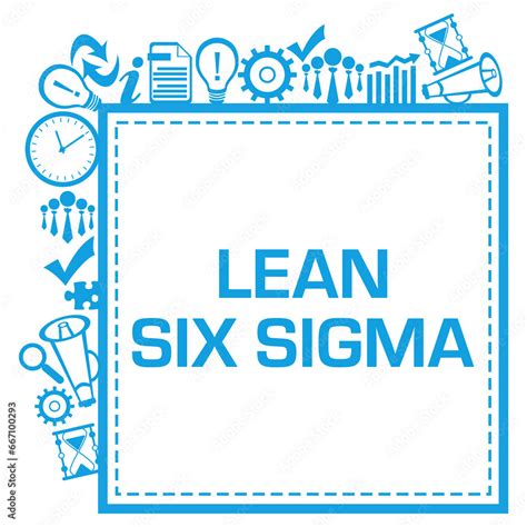 Lean Six Sigma Business Symbols Squares Sides Text Blue Stock