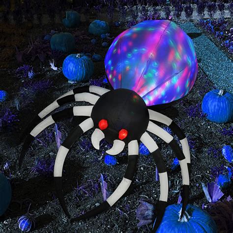 Atdawn 8 Ft Halloween Inflatable Spider Giant Black Purple