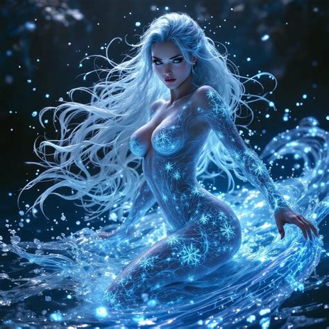 Seductive Water Elemental In Crystal Armor Ai Art
