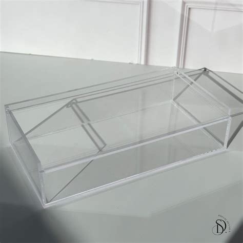 Clear Acrylic Rectangular Box With Lid Stationery Storage Etsy