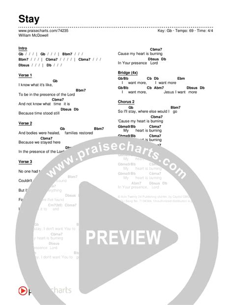 Stay Chords Pdf William Mcdowell Praisecharts