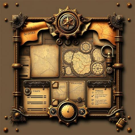 Steampunk Layout For A Tabletop Gamer With Sepia Tones Steampunk City